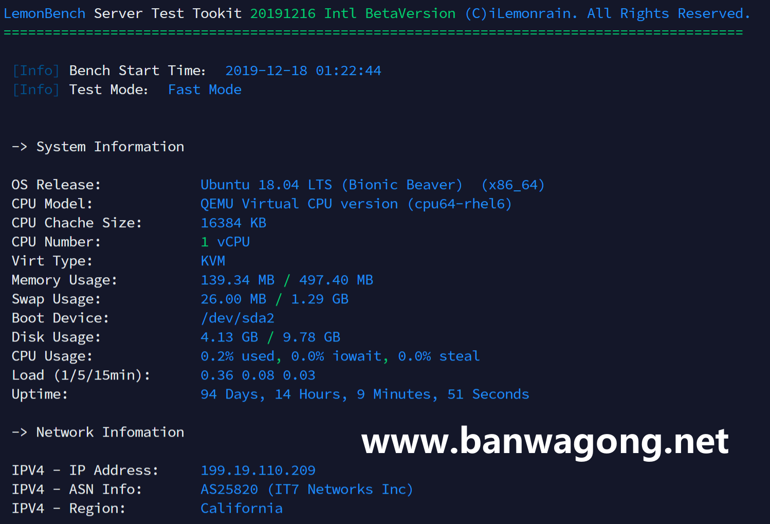 LemonBench：搬瓦工 VPS 综合全面性能测试一键脚本 - 搬瓦工-搬瓦工